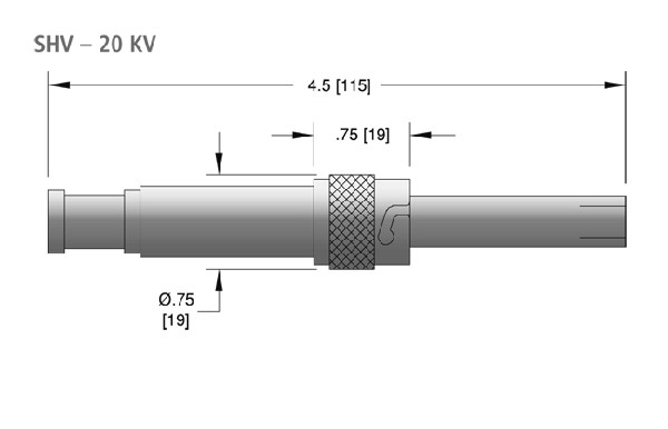 Coaxial, SHV, 20 kV Single Ended Grounded Shield, Air Side Plug - SHV 2