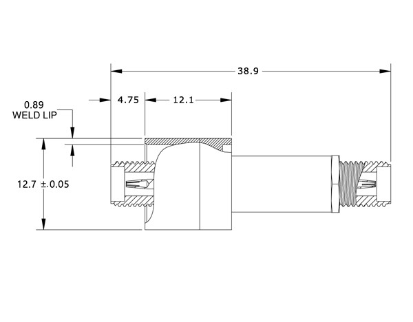 Coaxial, SMA, 50 OHM High Frequency, Double Ended, 45 GHz, Weld - SMA