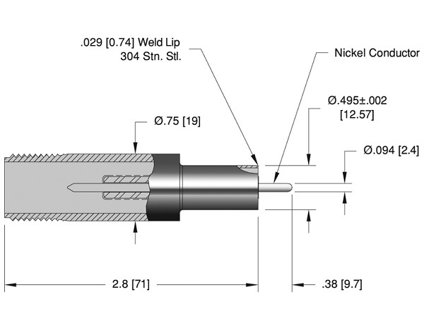 Coaxial,BSHV, 7.5 KV/Single Ended - Grounded Shield, Weld - BSHV 7.5 KV