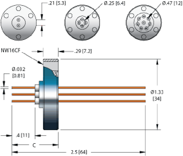 Feedthr I/P CF16 8Pin AMPS16 Copper - Instrumentation / Power - Hositra