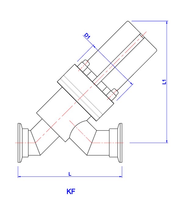 Valve Pneumatic Y-Inline NW50KF OD=50.8 - Angle & Y-Valves - Hositrad H